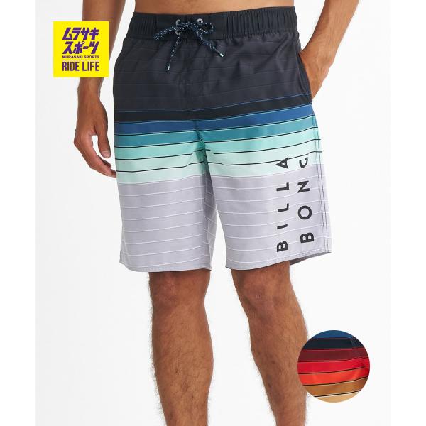 【色で魅せる、BILLABONGの定番ボードショーツ◎】●ストライプ柄が特徴のALLDAY STRIPE ショーツ●ポリエステル100%●夕焼けや水平線をイメージさせる配色で、サーフカルチャーらしい世界観●縦向きBILLABONGロゴを配置...
