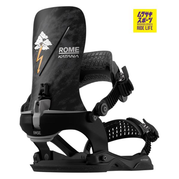 【ROME】ロームのバインディングです。カーボンを使用したオールテレイン対応の新作プレミアムモデル。キレのある超高速レスポンスが、思いどおりの滑りを実現する。Romeが誇る高性能バインディング「Katana」に、待望のファストエントリーシス...