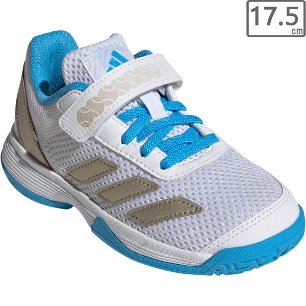 【フットウェアホワイト/サイバーメタリック/ルシッドアクアマリン】 Courtflash Hook-and-Loop Tennis Shoes Kids JP6686          ペースを上げたいテニス初心者に。軽量でサポート力のある...