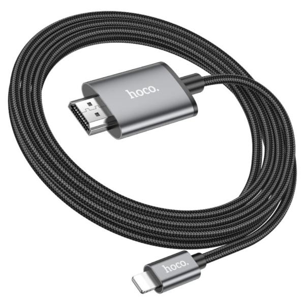 UA27-LH-BK      iPhone、iPad(iOS 8pin端子搭載)の画面をHDMI接続したテレビに出力するケーブル 2m。ドライバー不要。解像度最大1920x1080P(FULLHD)対応