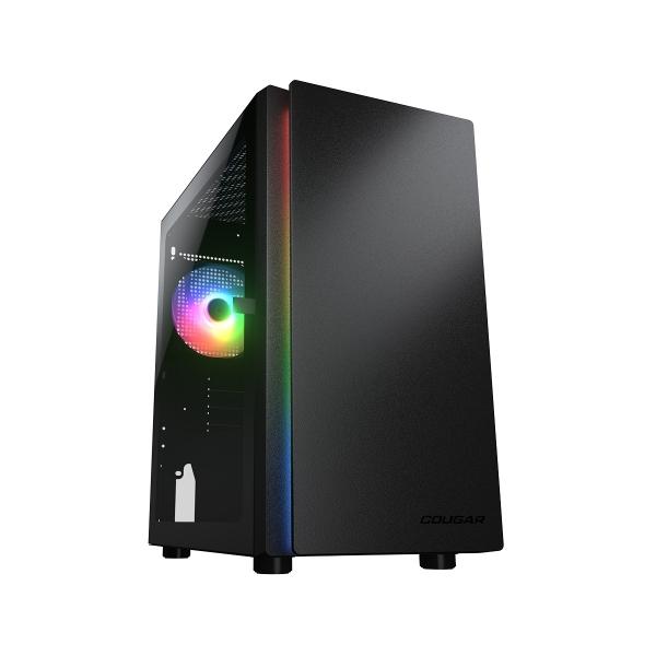 CGR-5PC4B-RGB   ブラック。フロント左側面にLEDストリップを装備 ARGBファン搭載・ミニタワーケース