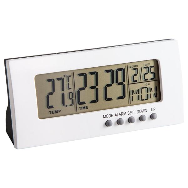 22658207        コンパクトボディに見やすい大きな液晶画面。100年カレンダー・スヌーズ付きアラーム・タイマー・温度表示。