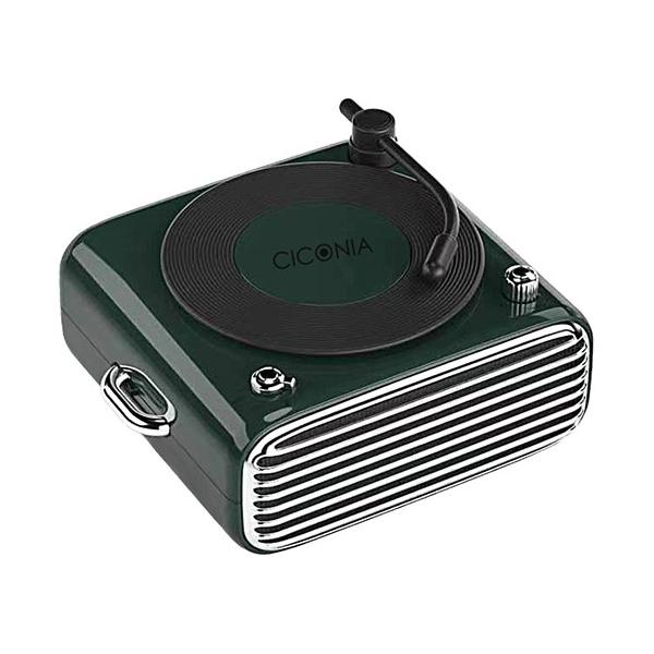 AFR-D10-GR      レコードがクルクル回る!レコードプレーヤー風のレトロで可愛いスピーカー。