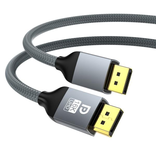HT-DD16K38BY-1M DisplayPort規格Ver2.0準拠、最大16K/60Hzの映像伝送、最大77.37Gbps、ナイロン編組ケーブル
