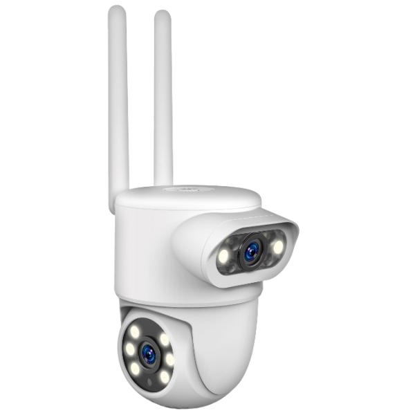 KJ207           首振カメラと固定カメラの２眼流、もしもの時の屋外用安心カメラ。