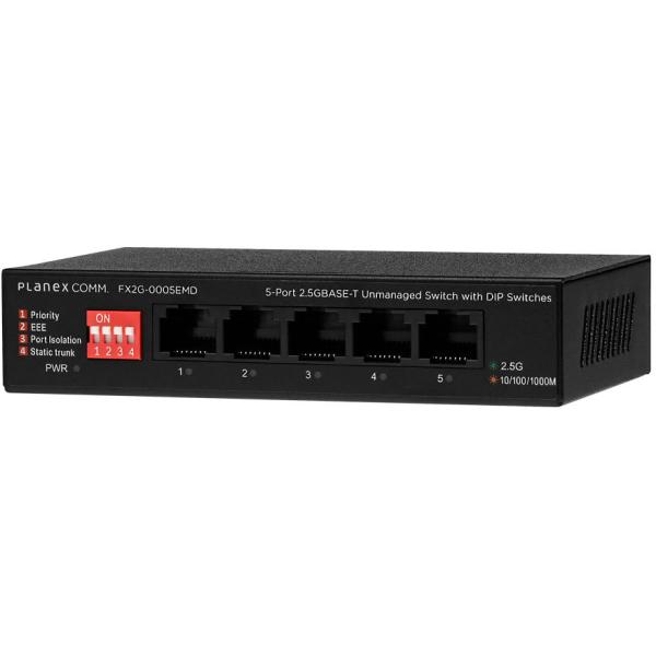 FX2G0005EMD     DIPスイッチを搭載し、全5ポートが2.5GBASE-Tに対応したアンマネージドスイッチです。