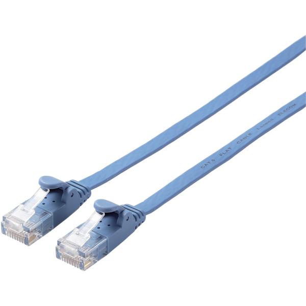 LDGF2BU3        ブルー。3m。Cat6準拠LANケーブルのフラットタイプです。設置場所を選ばない薄さ約1.4mmのフラットケーブルを採用しています。