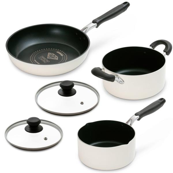 DCIFP5S         ダイヤモンドコーティングを使用した、こびりつきにくく丈夫で長持ちするフライパン・鍋のセット