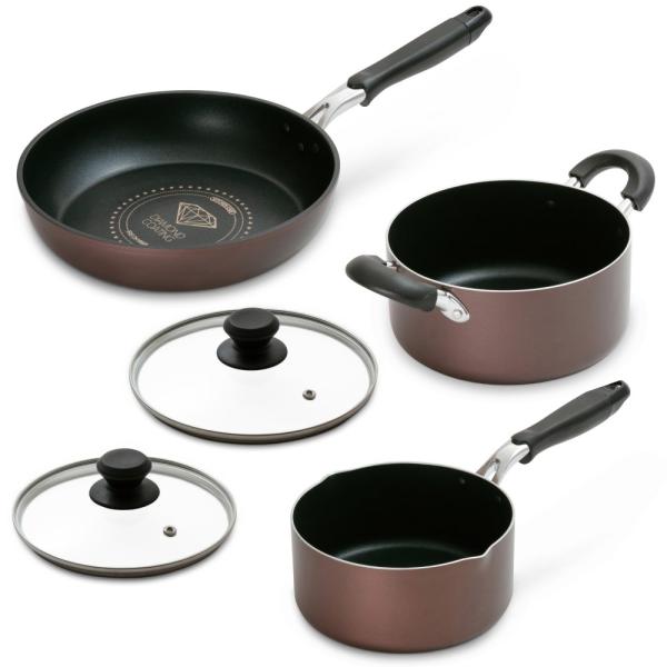 DCIFP5S         ダイヤモンドコーティングを使用した、こびりつきにくく丈夫で長持ちするフライパン・鍋のセット