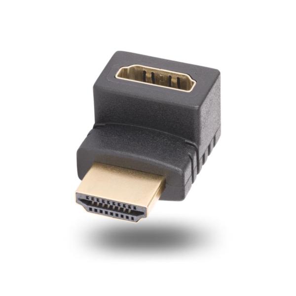 HDMI2HDMIMFDN   L型上向き。HDMI機器の背後に接続し、限られたスペースでの効率的な配線をサポート
