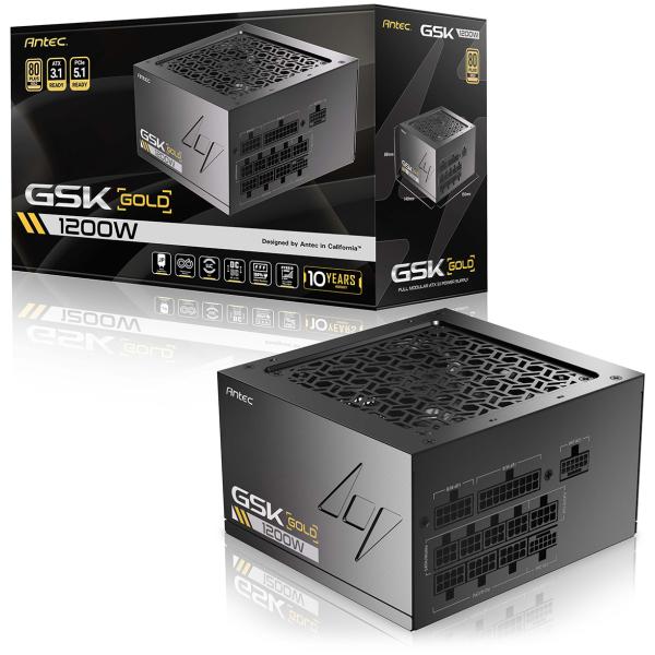 GSK1200ATX3.1   1200Wモデル。80PLUS GOLD 認証取得 高効率高耐久電源ユニット。ATX 3.1、PCIe 5.1に対応したフルモジュラー式電源