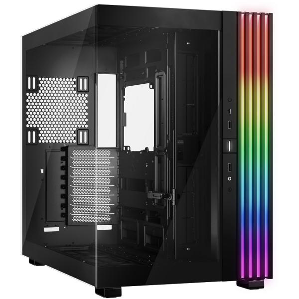 LGT-BSE-900/DX/ ファン無し。ブラック。E-ATXマザーボード。全面窓付きのフロントパネルとサイドパネル。