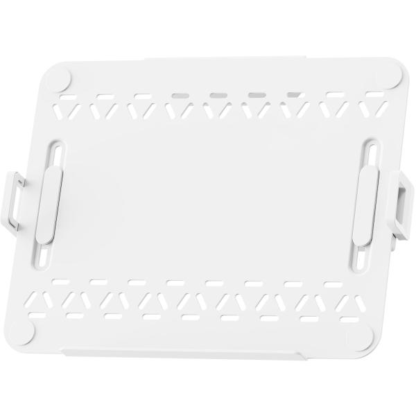 GHNPHBWH        ホワイト。好みのモニターアームにノートPCを設置できる。サイドホルダーが上下に移動する