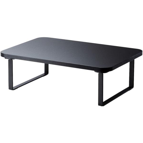 PCADPSW3812BK   液晶ディスプレイの高さを12cm上げ、目線を上げることでPC作業時の姿勢を改善することができる木製のディスプレイ台です。