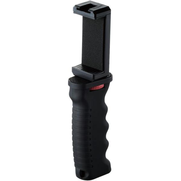 PSTS01HANDBK    手ブレを軽減しながら動画撮影ができるハンドグリップ付きスマートフォンホルダーです。グリップには指にフィットする凹凸があり、太さも