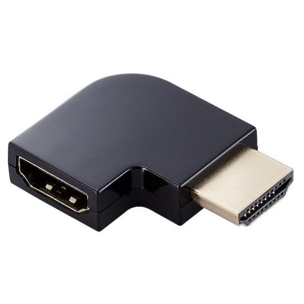 ADHDAABS03BK    HDMI L字型アダプター(右向き)のスリムタイプです。HDMIコネクター付近のスペースが狭くても、右向きにケーブルを出すことができます。