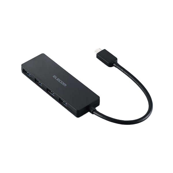 U3HCH040BK      ブラック。4つのUSB-Aポートを搭載した、USB Type-C接続のUSBハブです。USB 5Gbps(USB3.2(Gen1))