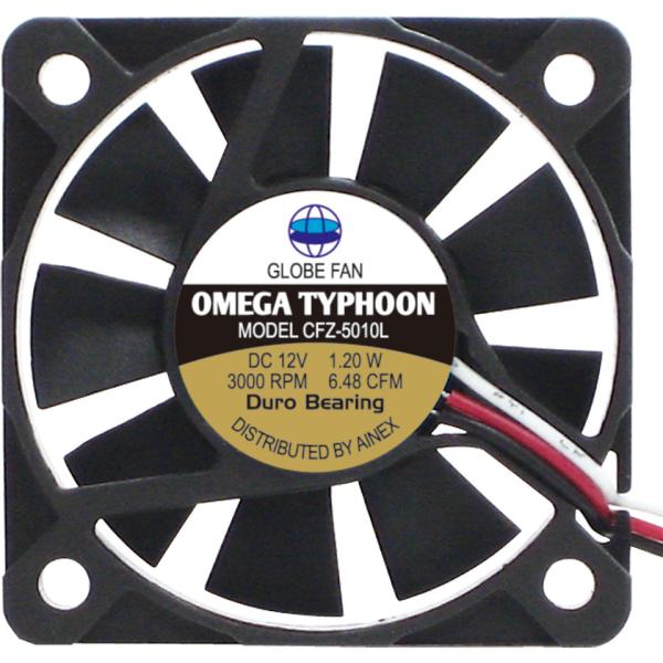 CFZ-5010LB      3000rpm±10%。6.48CFM。13.83dB(A)。DC12V。10mm厚。DURO。3ピン。※CFZ-5010LA型番変更品