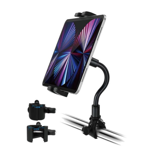 MDS-TABHLD02BK  フレキシブルアーム式で自由なポジションでポールにタブレットを固定！