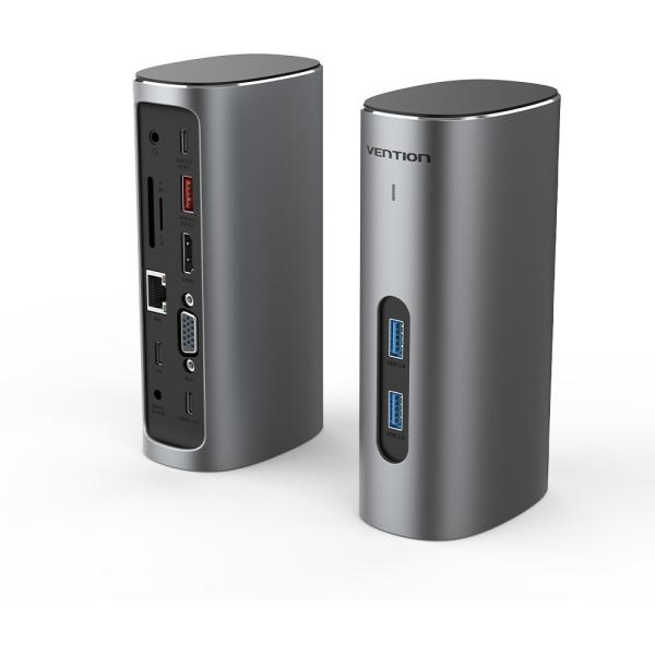 TP8177          ベンション 10Gbps高速伝送。HDMI+VGA クリアな鮮明画質。SD/TF 同時読み取り。PD100W 電源供給。ハードドライブ 対応。アルミニウム合金