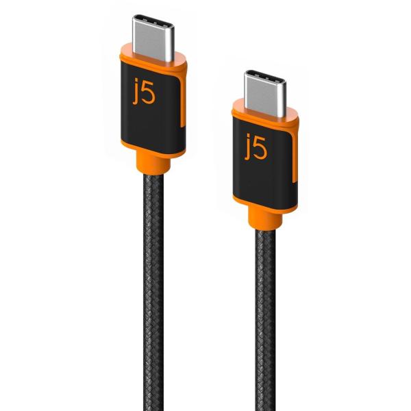 JUCX24          1.8m。USB Type-Cを備えたデバイスの充電およびデータ通信ができるUSB-C to USB-C充電ケーブルです。Power Delivery 60Wサポート。
