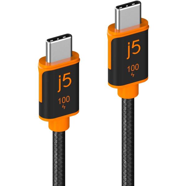 JUCX25L18       1.8m。USB Type-Cを備えたデバイスの充電およびデータ通信ができるUSB-C to USB-C充電ケーブルです。Power Delivery 100W