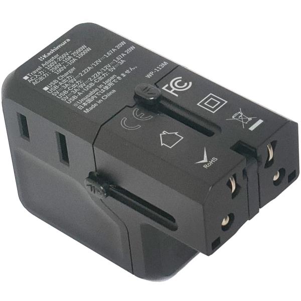 USBケーブルは付いておりません。 NTI513          4種類の電源コンセントに対応する変換プラグ。PD20W Type-Cポート付き。