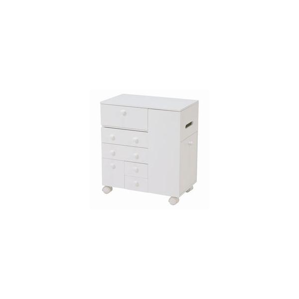メーカー直送 同梱不可 カード決済のみ対応 沖縄・北海道・離島お届け並びに時間指定不可 MUD6649WH       大容量のコスメワゴン。ボックスティッシュ収納やダストボックス付きで散らかりません。キャスター付きで移動も楽々。
