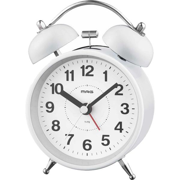 T772WHZ         ホワイトカラーのかわいいミニツインベルクロック