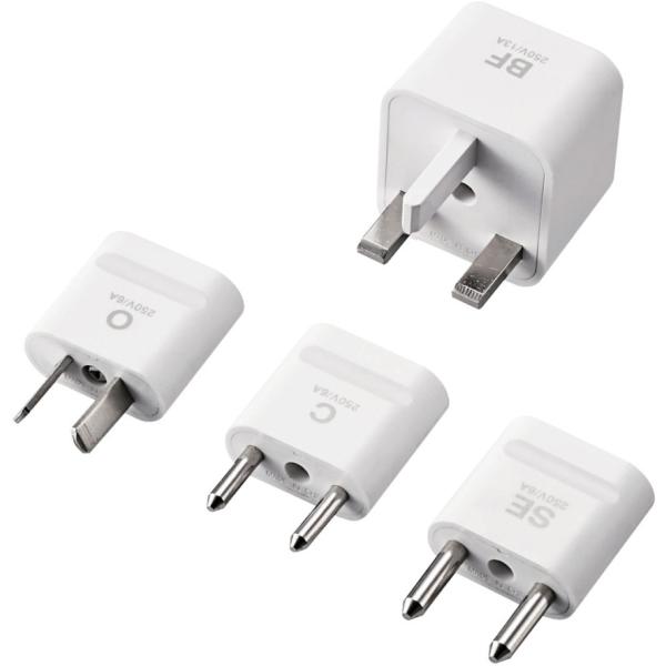 THPSETWH        海外のコンセントを日本の形状に変換できる、二重の安全設計を採用した世界主要国対応変換プラグセット。