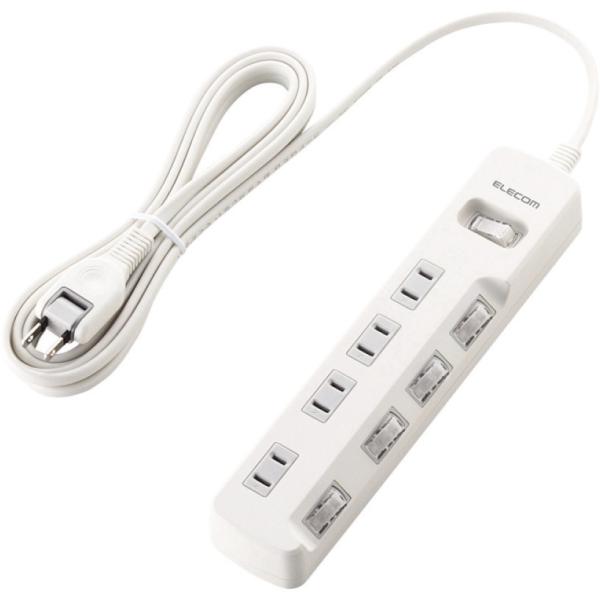 TE7A2430WH      3m。4個口。待機電力をまとめて節約できる一括スイッチと、個別に節約できる個別スイッチが付いた省エネタップです。