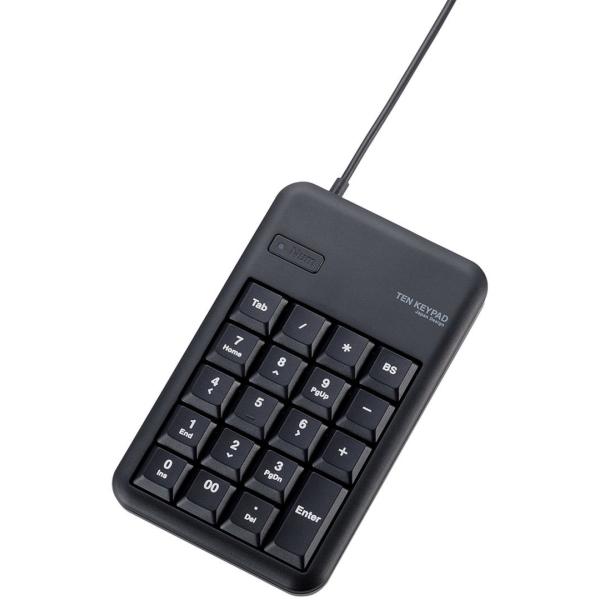 TKTCM014BK      机上の省スペースに役立つコンパクトサイズ。マウスなどの接続に便利な2ポートのUSB2.0ハブが付いたコンパクトUSBテンキーパッド。