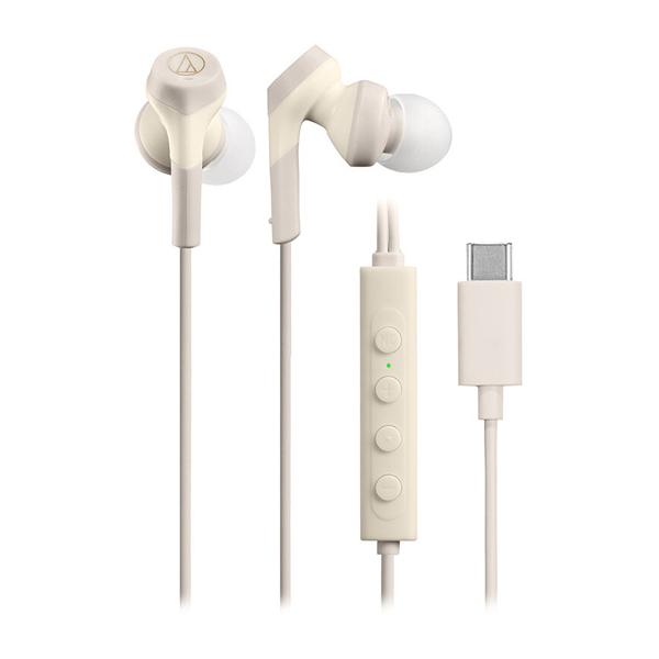 ATHCKS330NC BG  迫力の重低音が楽しめるUSB-Cイヤホンにうれしいノイズキャンセリング機能をプラス。