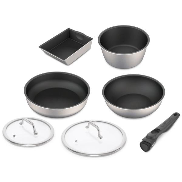 DGS7S           ステンレスやコッパーのような風合いで高級感のあるフライパン・なべのセット