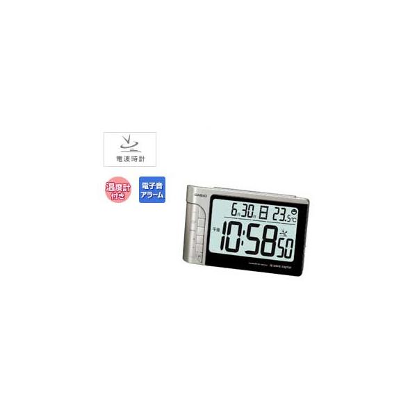 温度計/日付表示/LEDライト残照機能 DQD240J8JF      【電波時計・温度計付き】デスクトップクロック。