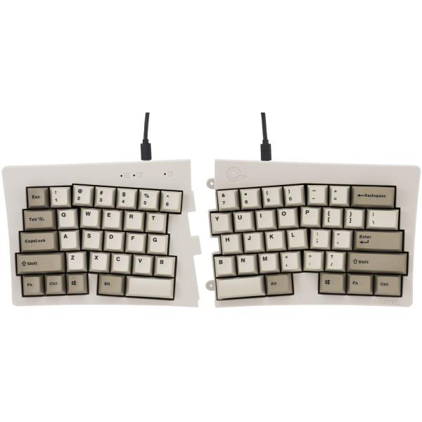 MLMD600ABTUBRWH 英語配列。有線・無線両対応。Gateron G Pro 茶軸(タクタイル)。アリス配列で左右に分離もできる分離型メカニカルキーボード