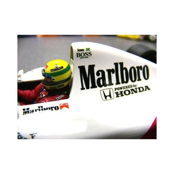 1/20マクラーレンMP4/6コレクターズクラブマルボロデカールです。デカールのみです。上から貼るだけで自然なマルボロ仕様に見えます。 レーシングスーツも真っ赤なだけですのでスーツ用のロゴも入っています。デカールを解らないで買うと解らない物...