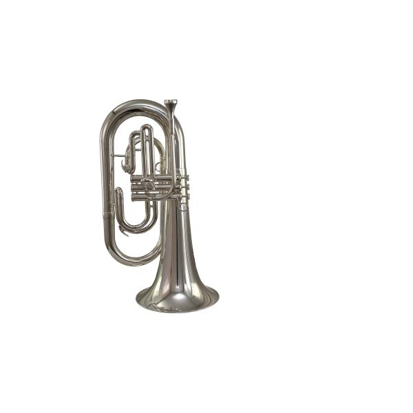 マーチング Bb管 シルバー メッキ Bb管 ユーフォニアム, 11" ベル, .562 ボア,  825-EU マウスピース, ABS ケース付属