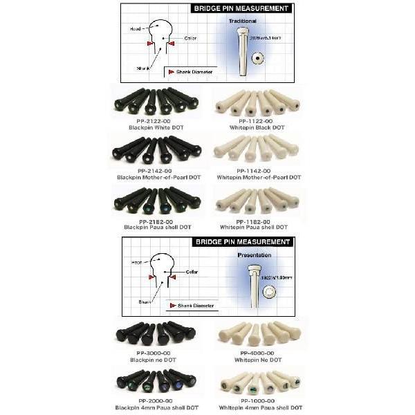 Tusqはばらつきをなくしローエンドからハイエンドまで楽器の鳴りを引き出してくれます。6個SETとなっております。●Presentation（一般のスタイルのピンよりも短くシャンクの太いタイプです）：テイラー、ゴダン、アート＆Luthrie...