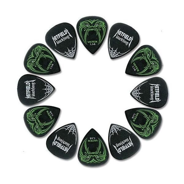 メタリカJAMES HETFIELDピック。素材はULTEXゲージが.73 .94 1.14の3種類です。各12枚入り。※ゆうパケットで発送致します。配達日時の指定はできません。