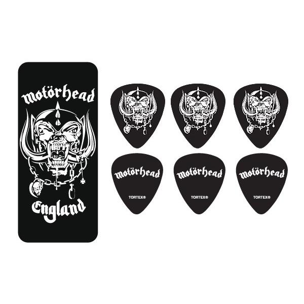 モーターヘッドのトレードマーク：ウォーピッグをデザインとしてあしらったケース入りピック。0.88 Tortex ピック６枚 缶入り 【メール便送料無料】時間指定はできません。