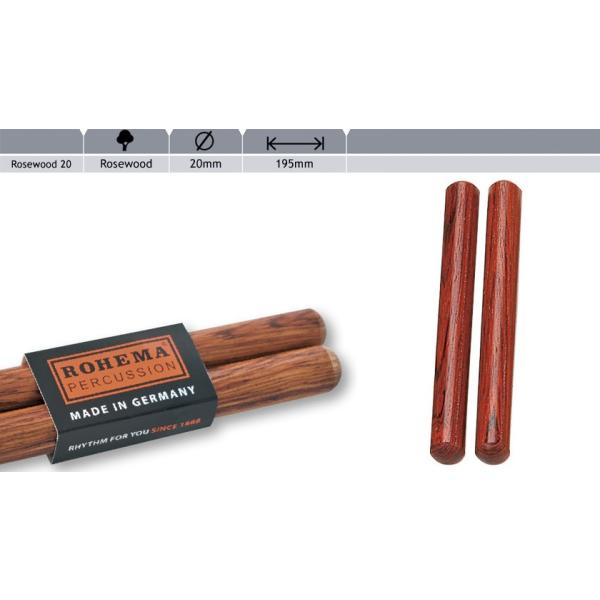 ROHEMAのクラベスは出荷時に完全にピッチのマッチングチェックを経てパッケージされております。195mm xφ20mm木材：ローズウッド打楽器 パーカッション※ゆうパケット、または定形外郵便で発送致します。配達日時の指定はできません。