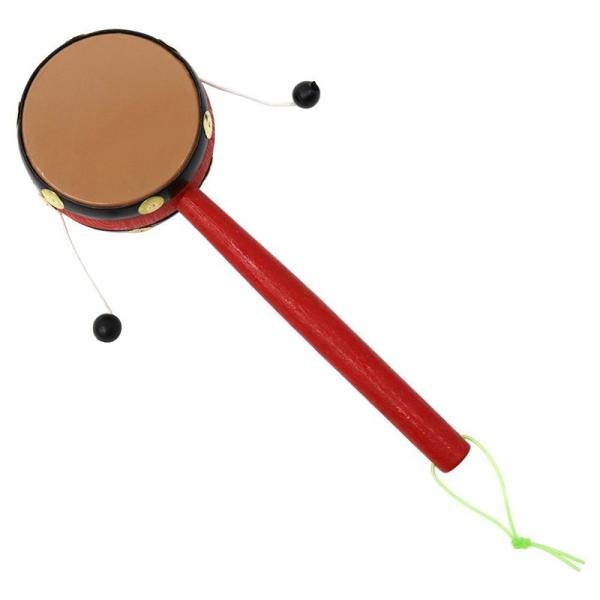 持ち手を往復回転させることで、玉が太鼓の膜に当たり音を立てる「でんでん太鼓」。楽器用途の他、お子様の知育玩具としてもお楽しみいただけます。サイズ:全長約195,打面直径約65(mm)本体重量:約50g材質:木製柄/プラスチックヘッド【定形外...