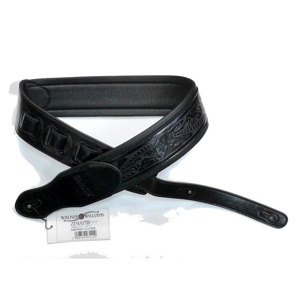 Embossed Leather Strapは、表面のレザー (合成皮革) にゼマイティスのメタル・フロントの彫金デザインのようなエンボス加工を施したギターストラップです。裏側の内部にクッション素材を入れたソフトな感覚のギター・ストラップで...