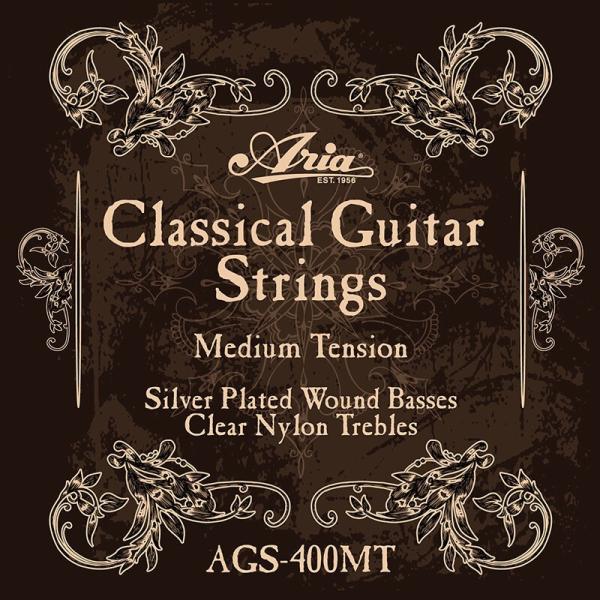 アリア（ARIA）のクラシックギター用ナイロン弦。扱いやすいミディアムテンションを採用しています。高音弦にはクリアナイロン、低音弦には銀メッキの巻弦（シルバープレーテッド）を使用し、クリアなサウンドが特徴です。ゲージ：.0280/.0319...