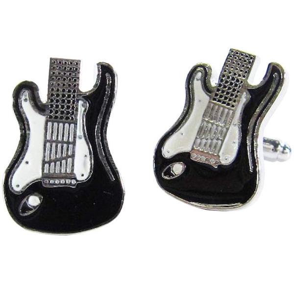 ・かっこいいエレキギターデザインのカフスボタンです。2個1セット・ギター部分サイズ：約16mm x 23mm・さりげない着こなしで注目度アップまちがいなし