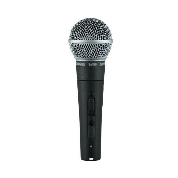 <マイクロフォン ダイナミックマイク>定番中の定番SHURE SM58のスイッチ付きバージョンです。小規模なPAの現場で卓のミュートスイッチをワザワザ押すよりマイク本体でやった方が手っ取り早かったり、卓から見えないステージ袖の影...