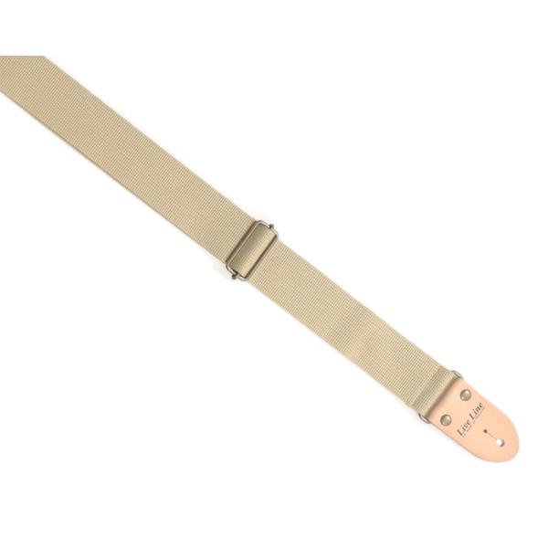 <ギターストラップ>アクリル&amp;コットンによる手触りの良いシンプルな50ミリ幅ストラップ。長さ調節範囲：78〜135cm(エンドピン穴間を計測)タンカラー＊レターパックでの発送となります。