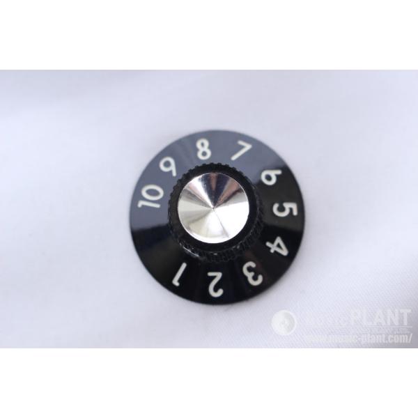 <アンプノブ>Pure Vintage Black/Silver Skirted Amplifer Knob1-10刻印ノブ。TwinReverbなどのつまみです。サイドスクリュー止め。一個の価格になります。 ＊レターパックでの...