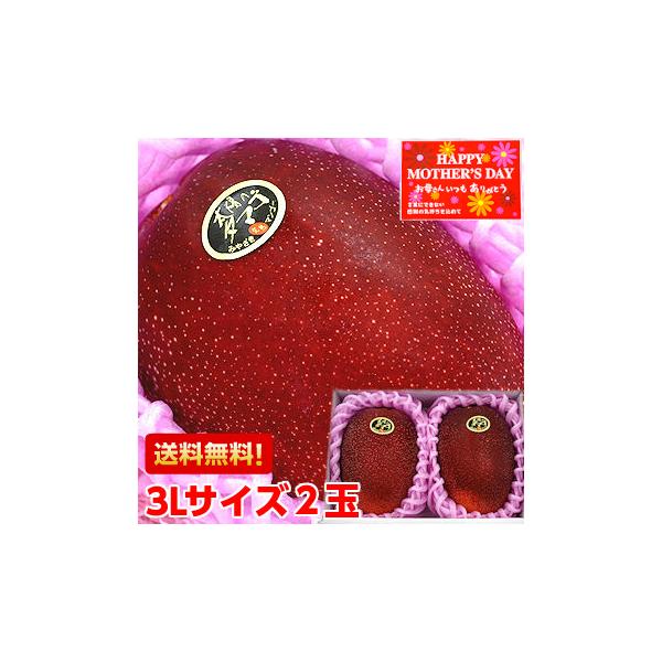 ●商品内容：宮崎産完熟マンゴー太陽のタマゴ超大玉３Ｌサイズ　450ｇ以上×2玉 母の日メッセージカード・化粧箱入り●配送について：ヤマト・ゆうパック冷蔵便●送料について：送料無料北海道・沖縄・一部離島1,000円●配送期間：5月7日（木）〜...